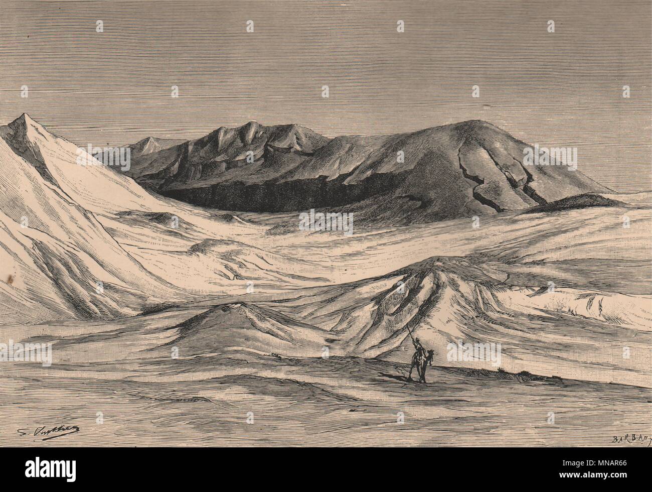 Jebel Khanfusa (Nafusa Mountains) Libya. The Sahara 1885 old antique ...