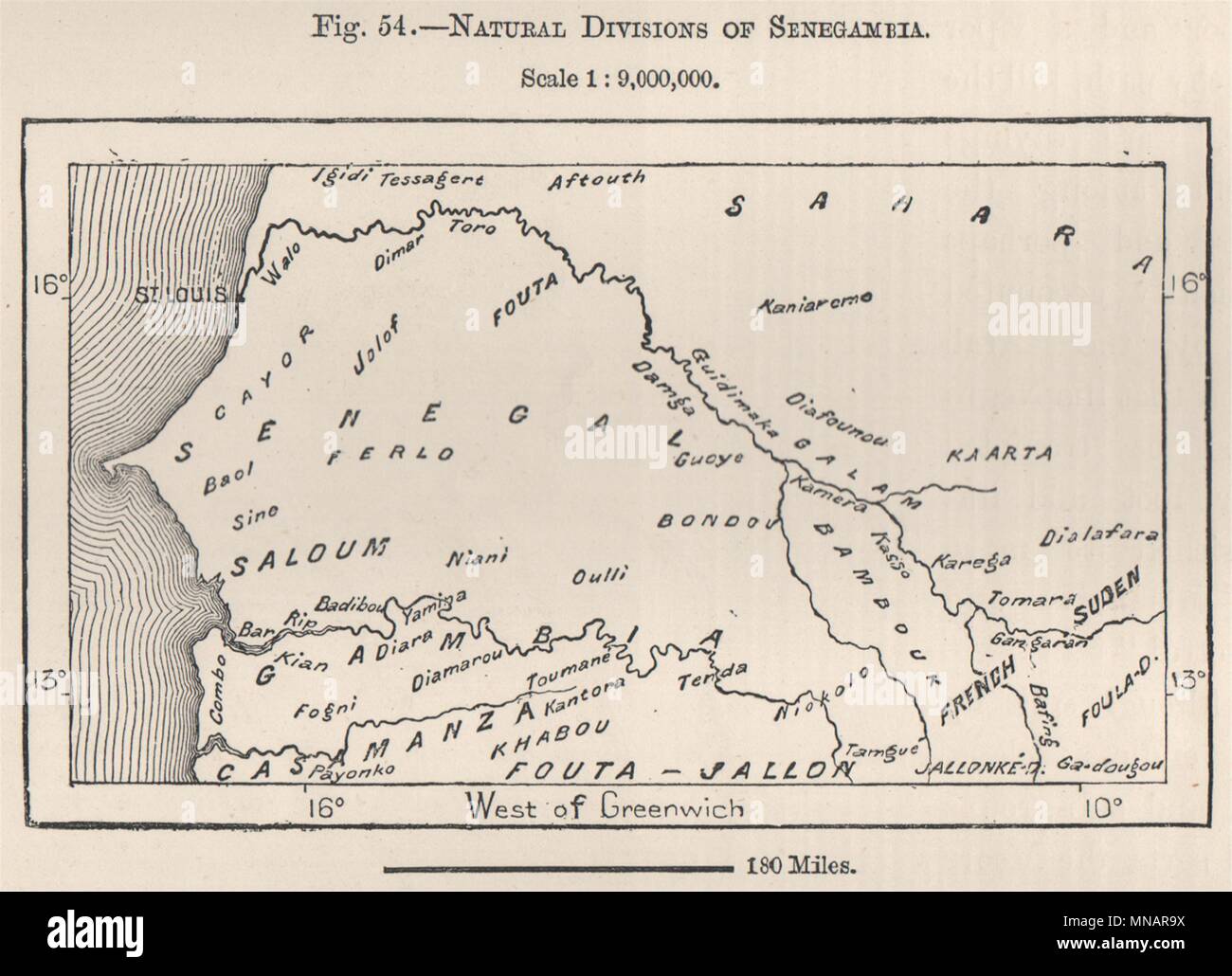 Natural Divisions of Senegambia. Senegal 1885 old antique map plan ...