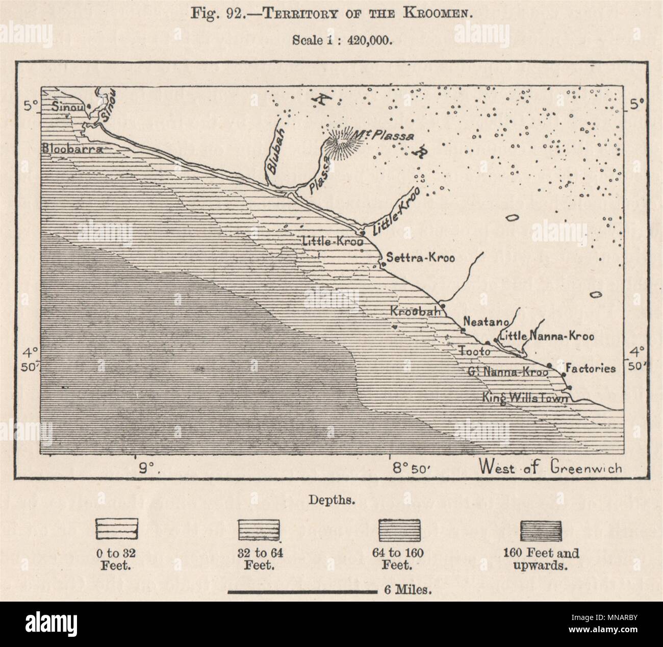 Territory of the Kroomen/Krumen. Liberia 1885 old antique map plan ...