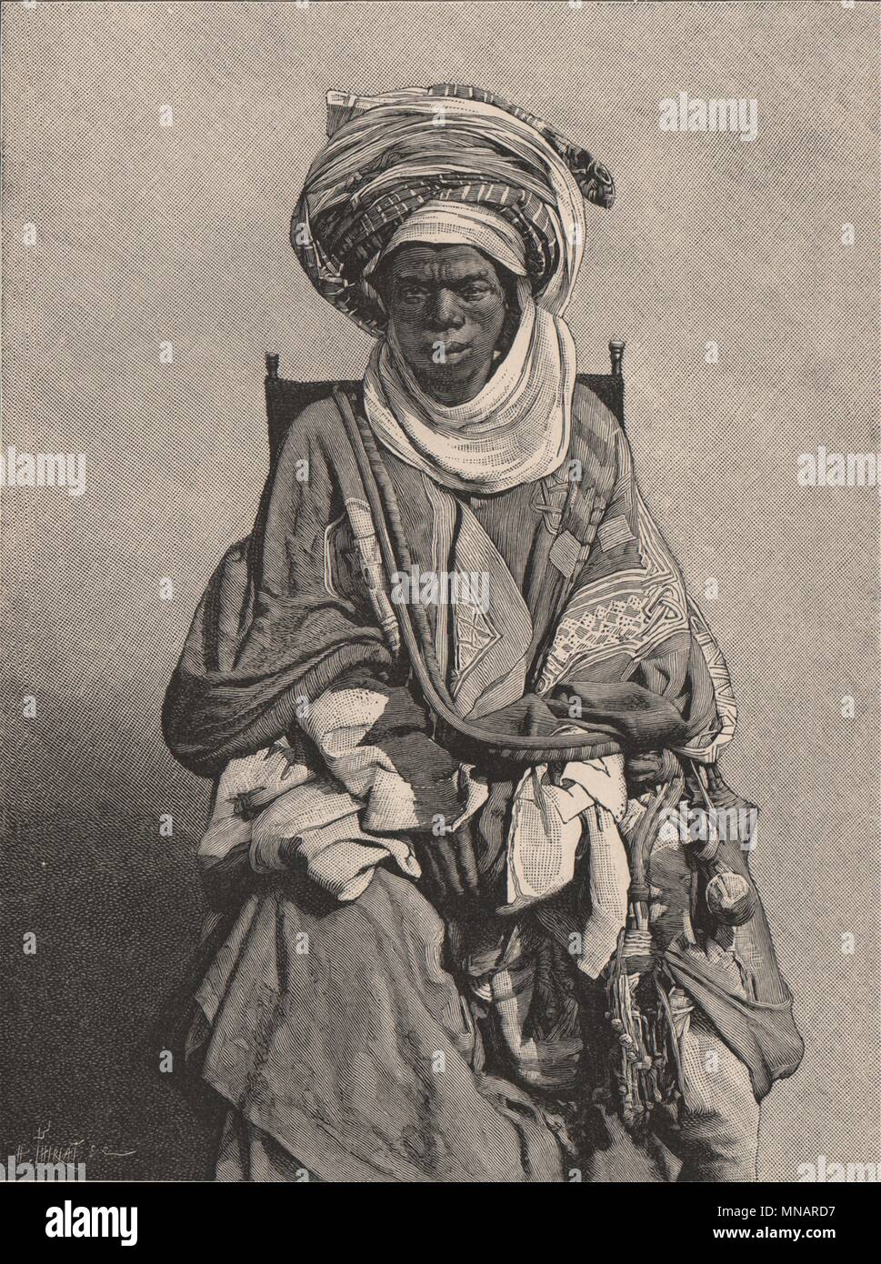 A Mohammedan (Muslim) Yoruba trader. Nigeria 1885 old antique print ...