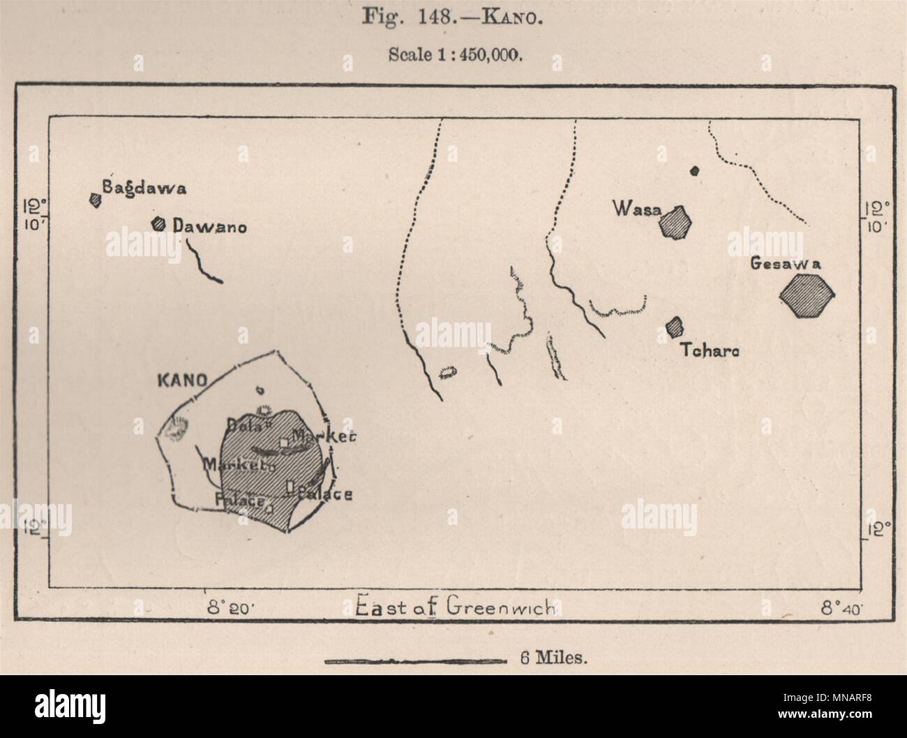 Kano. Nigeria. The Niger Basin 1885 old antique vintage map plan chart ...