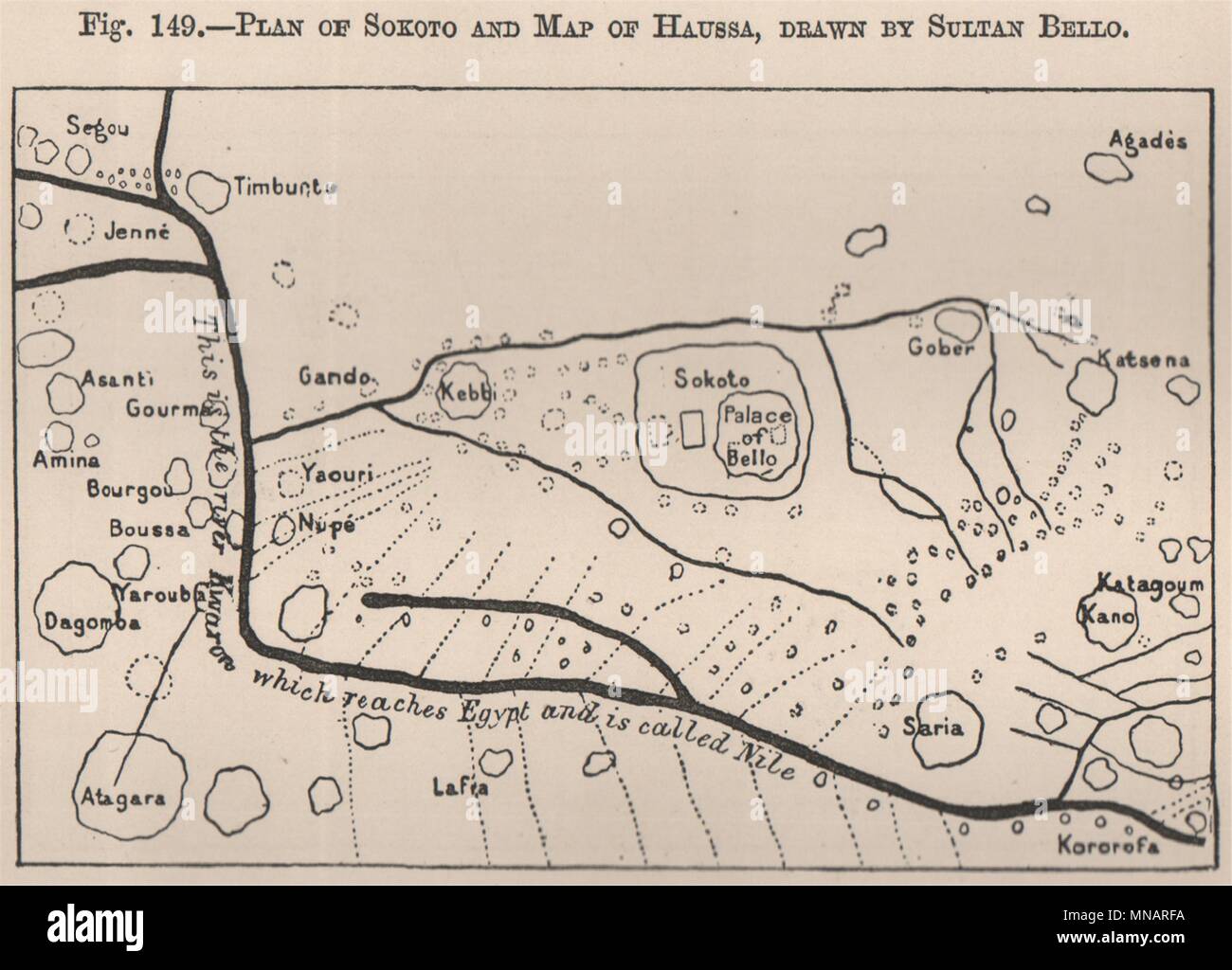 Plan of Sokoto and Map of Hausa. Nigeria. The Niger Basin 1885 old ...