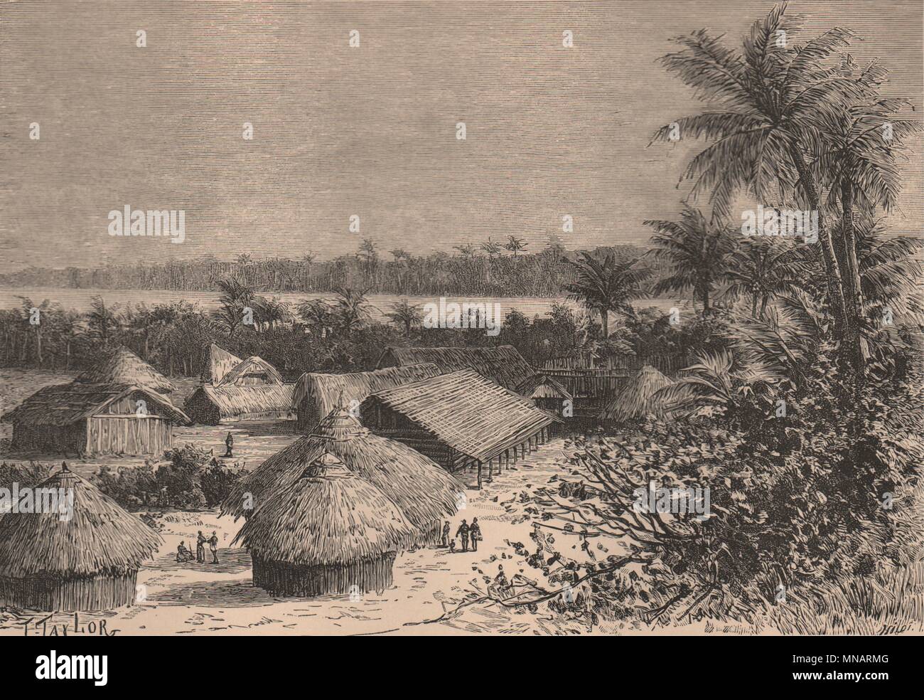 View taken at Ujiji. Tanzania 1885 old antique vintage print picture ...