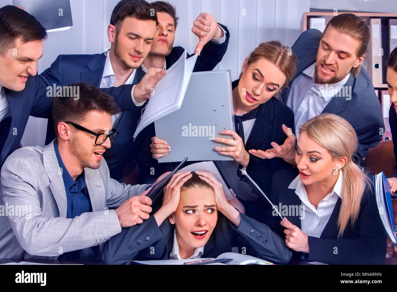 Business people office. Team people are unhappy with their leader Stock ...