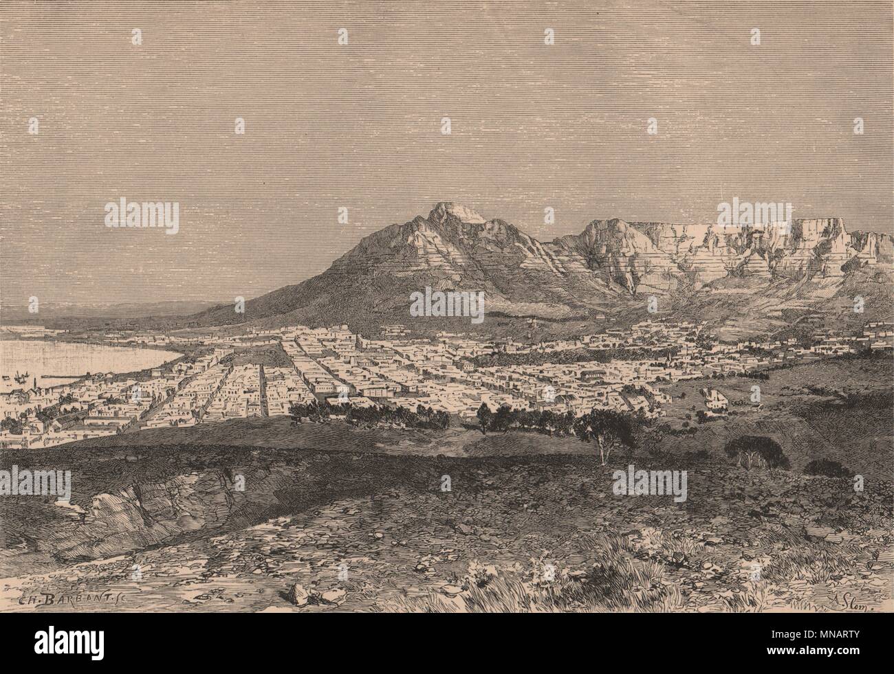 Cape Town - General view. South Africa. Cape Colony 1885 old antique ...