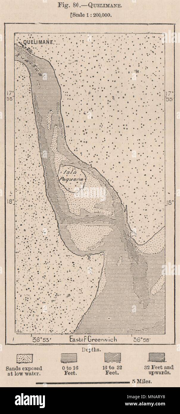 Quelimane. Mozambique. Zambezi and Okavango Basins 1885 old antique map ...