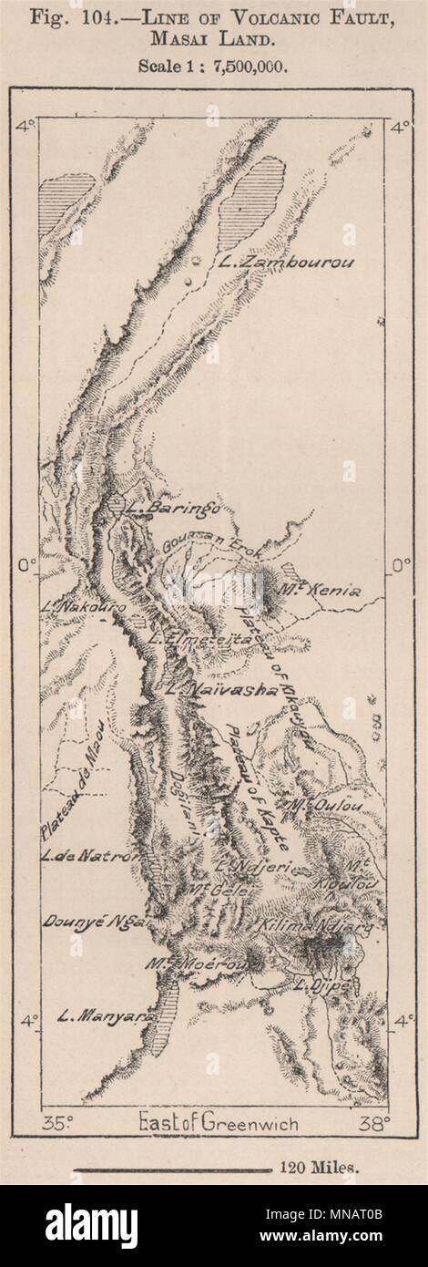 Great Rift Valley. Line of Volcanic Fault. Tanzania. Maasai Land 1885 ...