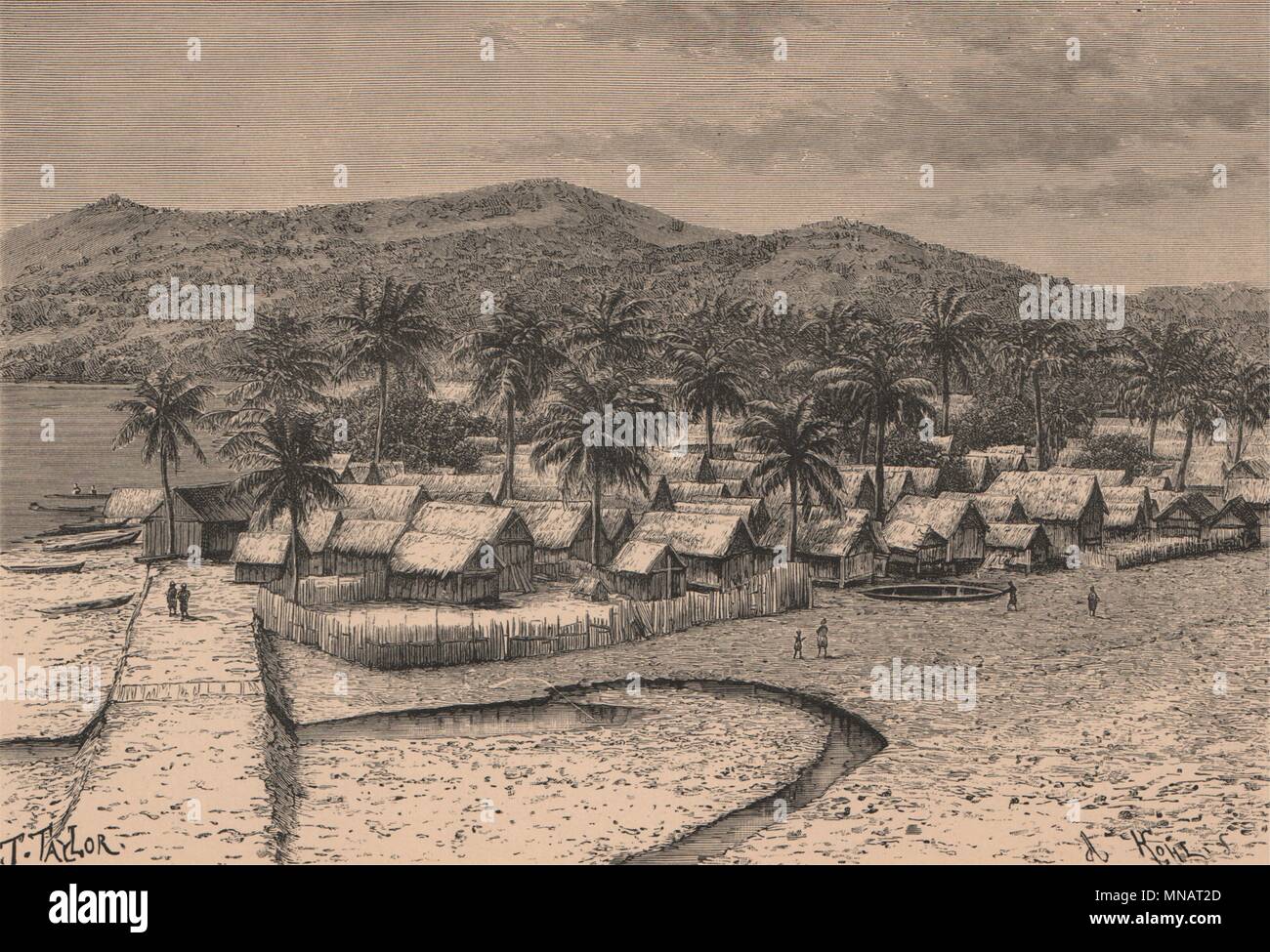 Malagasy Village of Nossi Bé. Nosy Be. Madagascar 1885 old antique ...