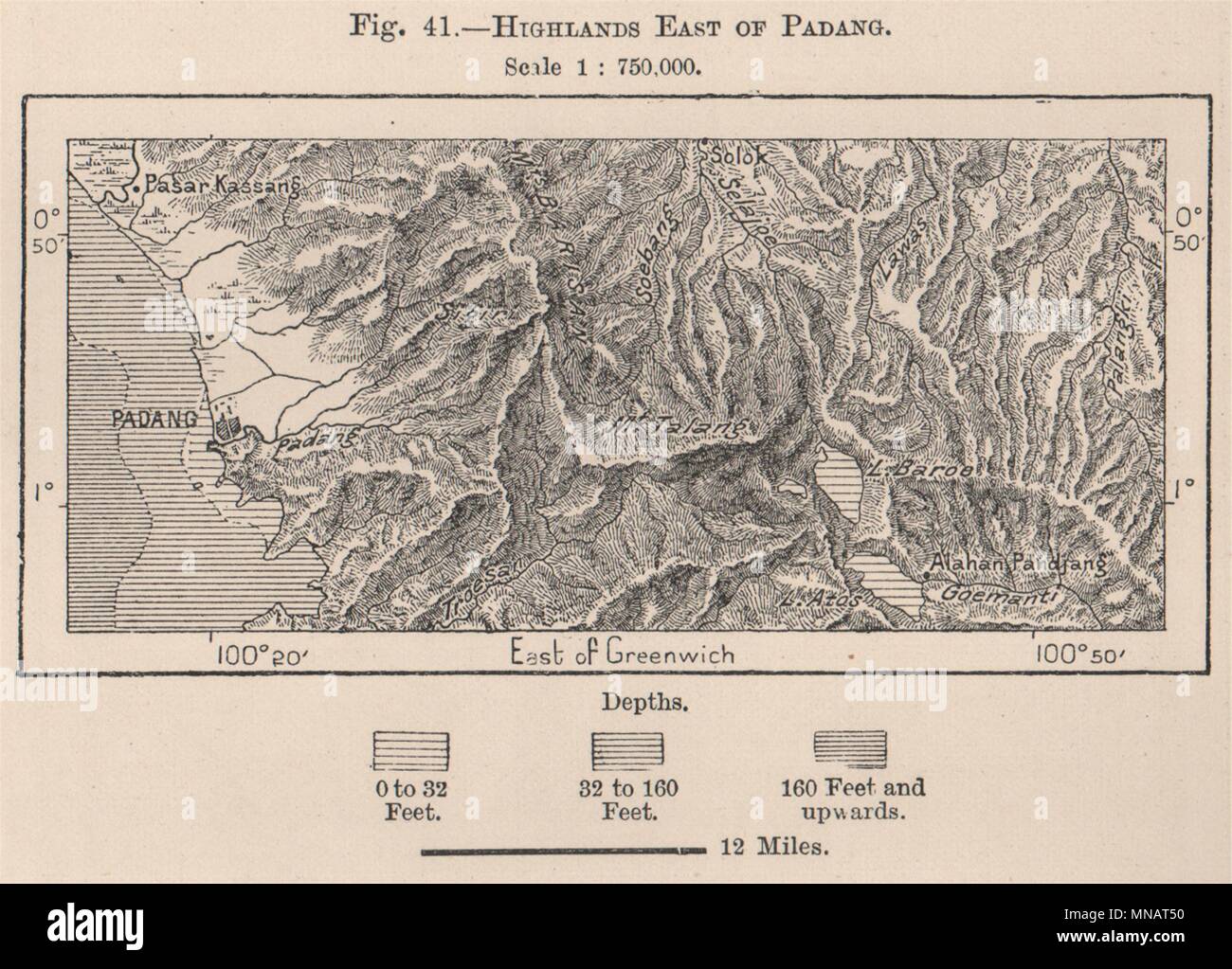 Highlands east of Padang, Sumatra, Indonesia. East Indies 1885 old ...