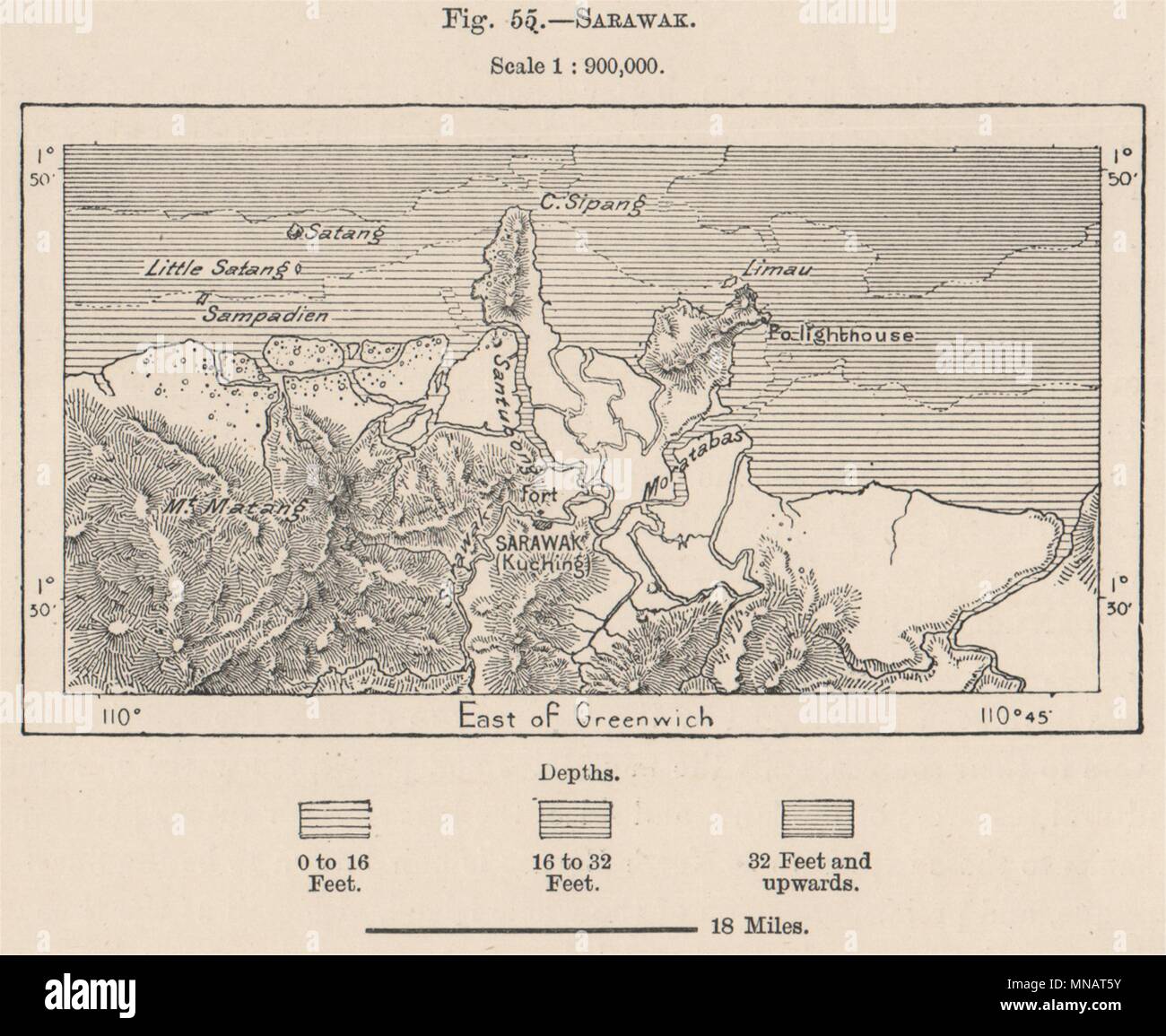 Sarawak. Malaysia. Borneo. East Indies 1885 old antique vintage map ...