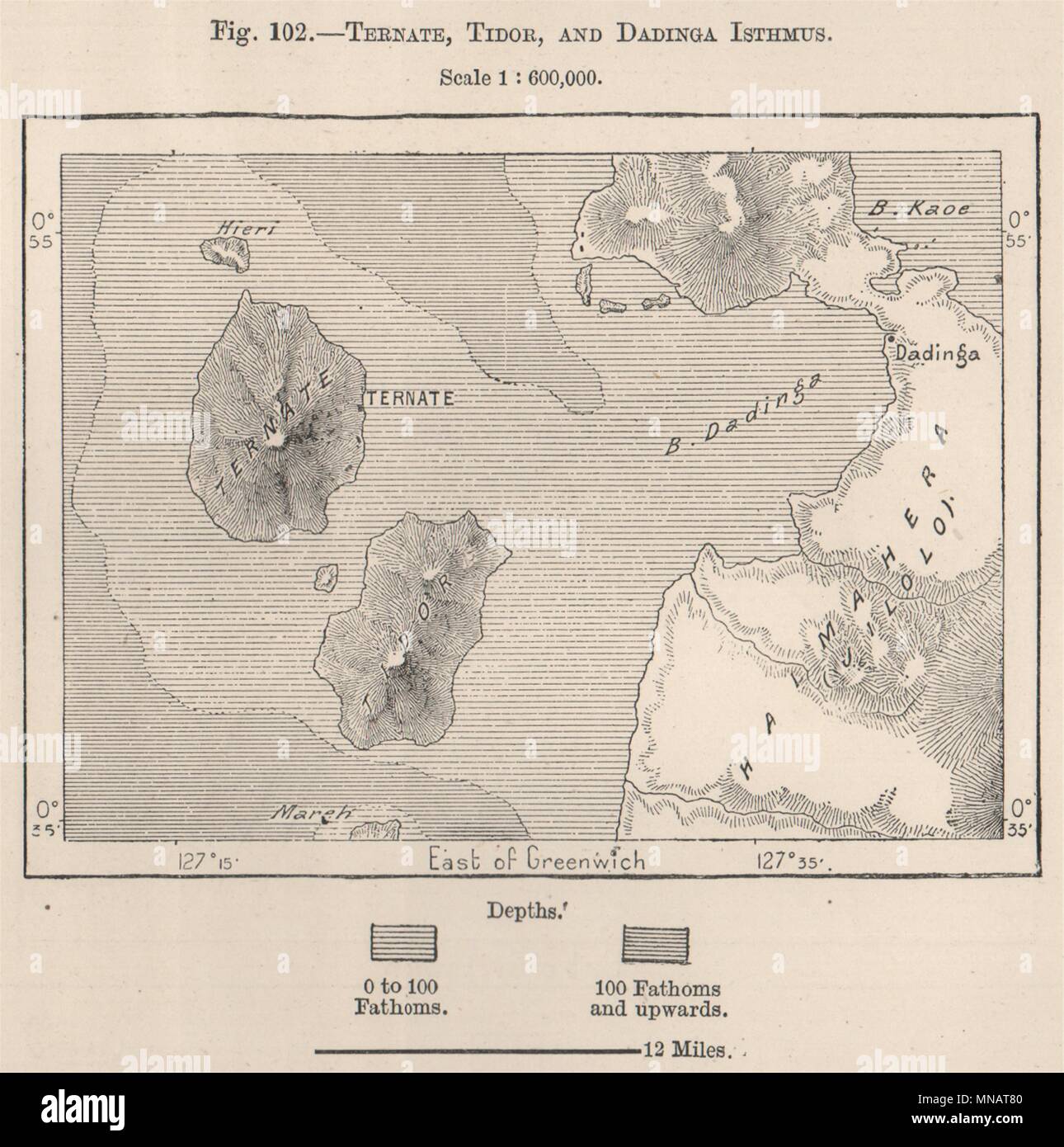 Ternate, Tidore & Dadinga Isthmus, Maluku, Indonesia. East Indies 1885 ...