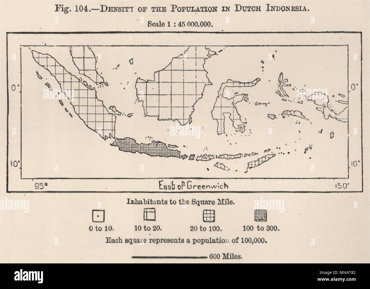Density of the population in Dutch Indonesia. East Indies 1885 old ...