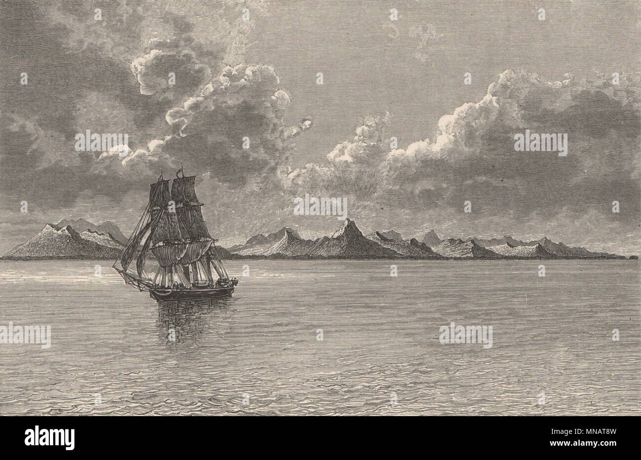 General view of Ualan (Kosrae) Island, Caroline Islands, Micronesia ...