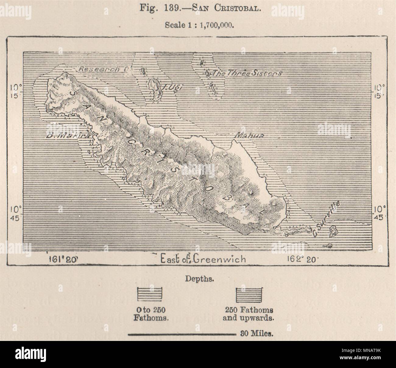 San Cristobal (Makira) Island. Solomon Islands. Melanesia 1885 old ...
