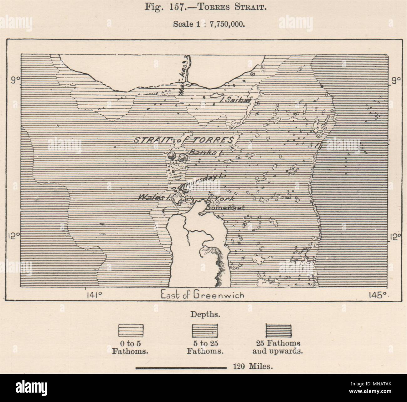 Torres Strait. Australia 1885 old antique vintage map plan chart Stock ...