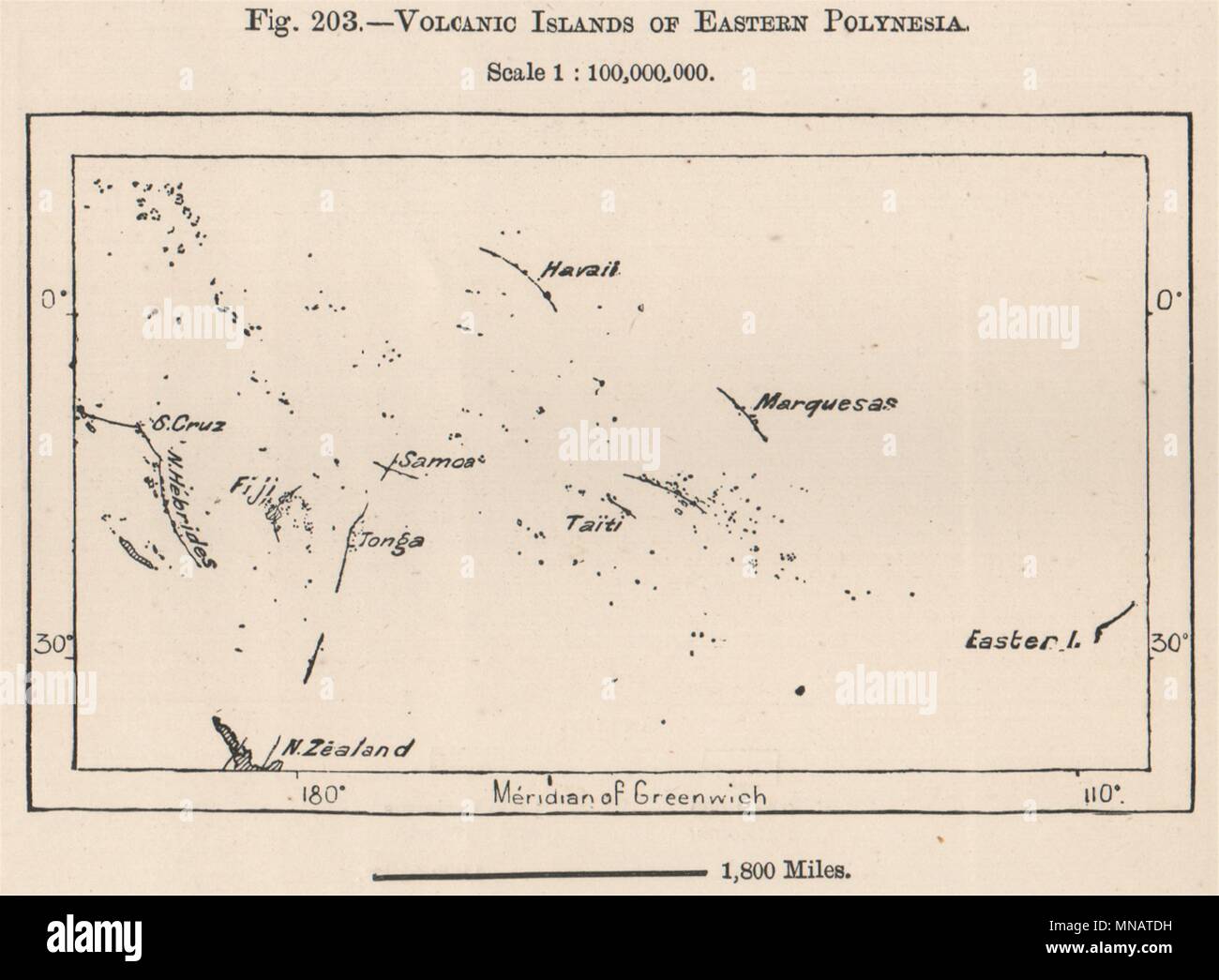 Volcanic Islands of Eastern Polynesia. South Pacific Ocean 1885 old map ...