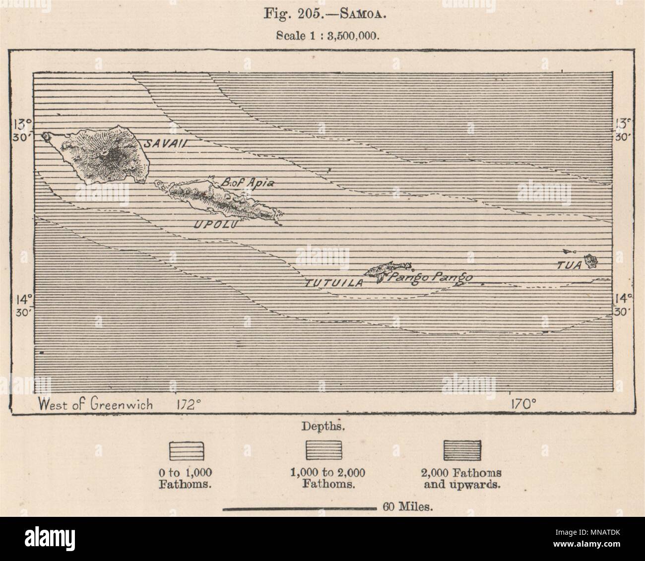 Samoa. Polynesia 1885 old antique vintage map plan chart Stock Photo ...