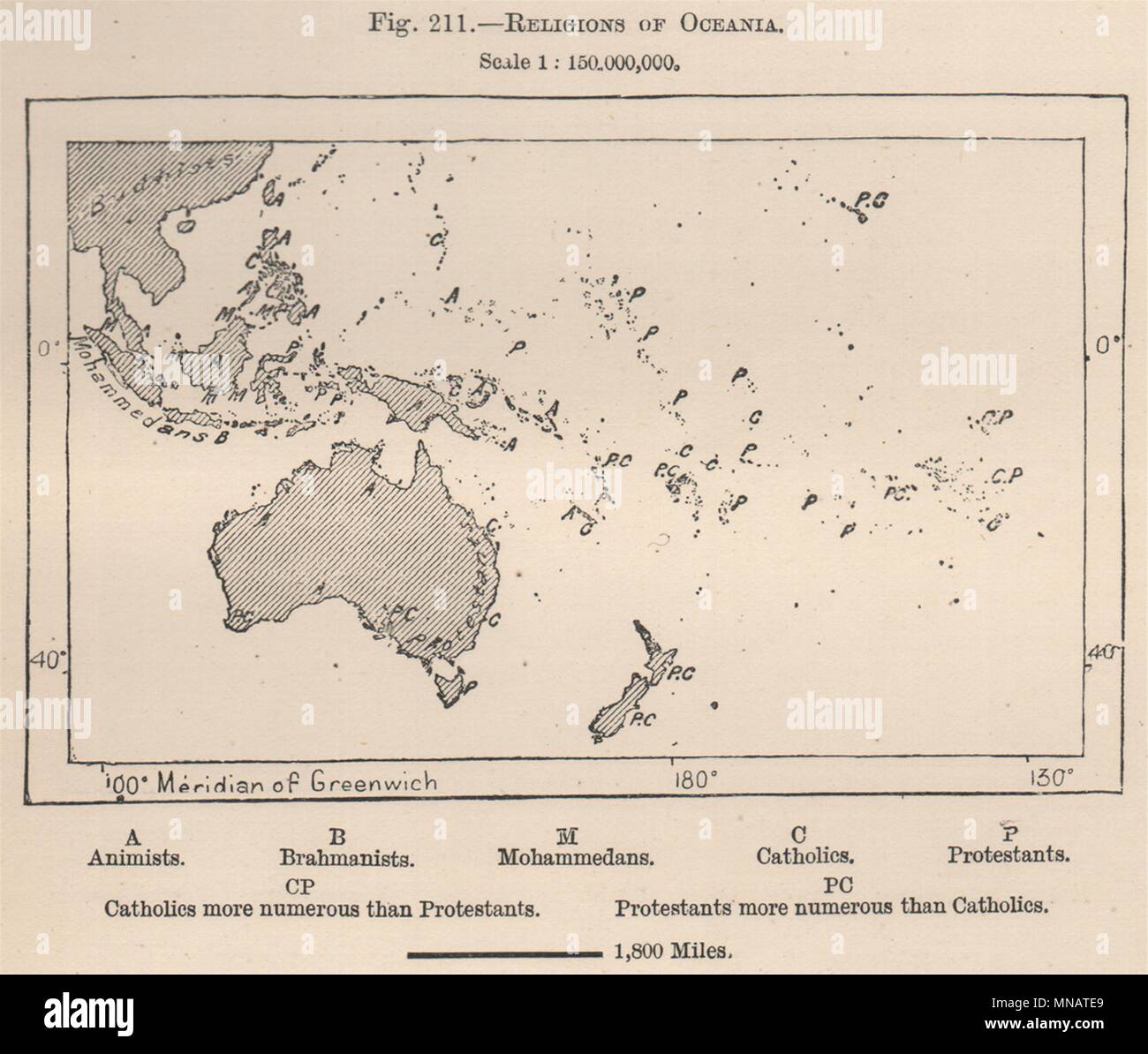 Religions of Oceania. Polynesia 1885 old antique vintage map plan chart ...
