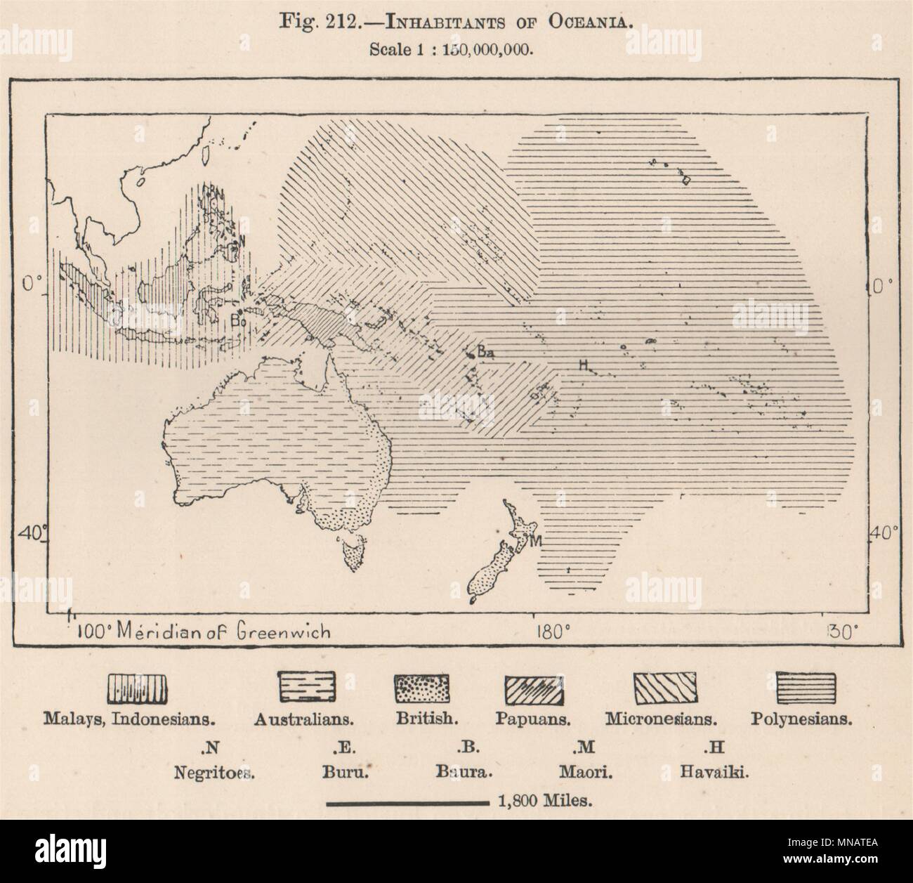 Inhabitants of Oceania. Polynesia 1885 old antique vintage map plan ...