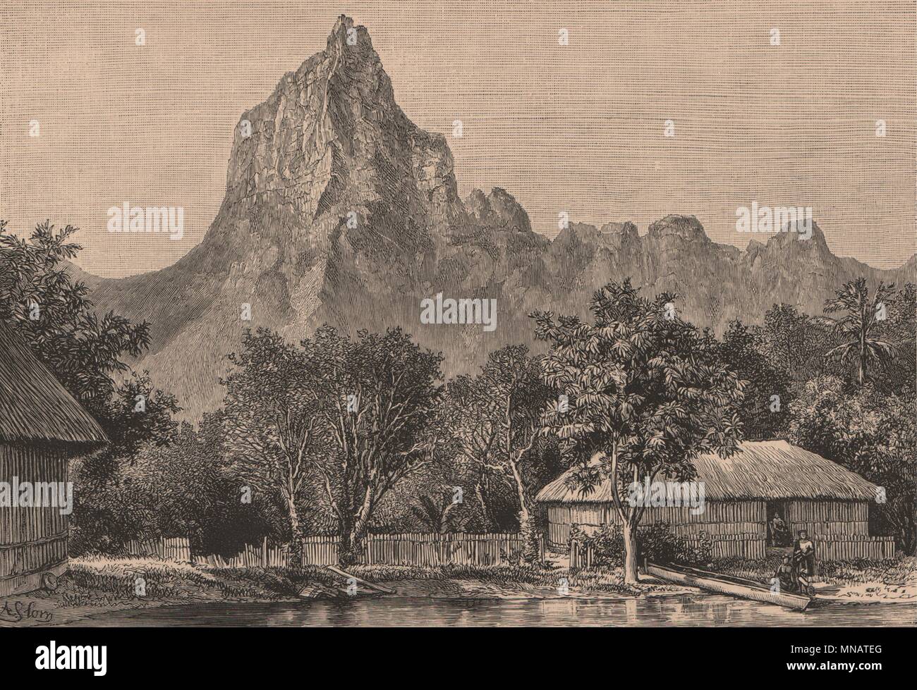View taken at Moorea, under Mount Rotui, Tahiti. French Polynesia 1885 ...