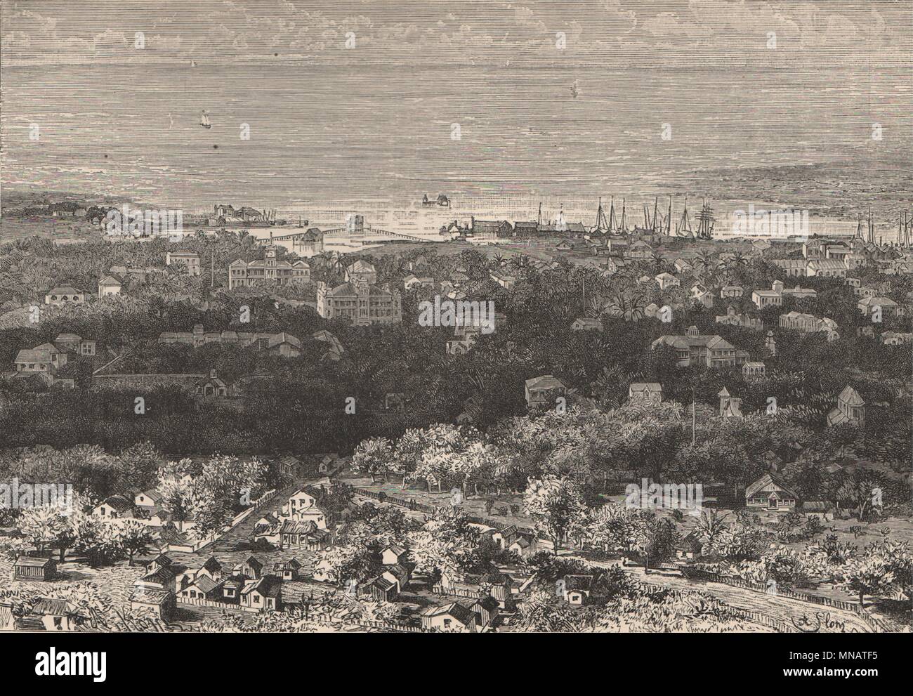 General View of Honolulu. Hawaii. Hawaii 1885 old antique print picture ...