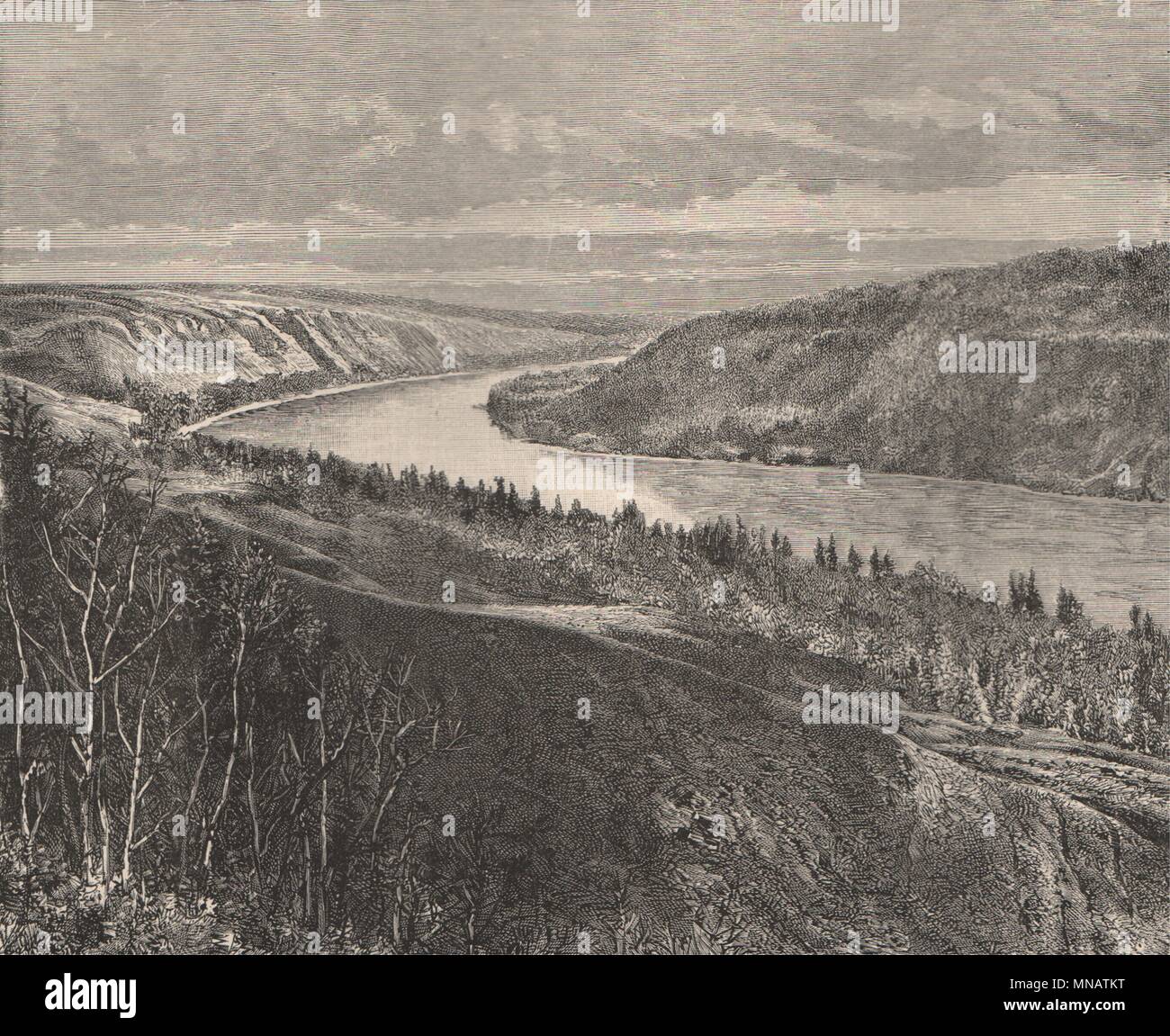 Peace River - View taken at Fort Dunvegan, Alberta, Canada 1885 old ...