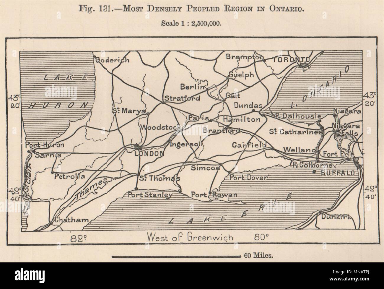Most densely populated region in Ontario. Toronto Niagara. Canada 1885 ...