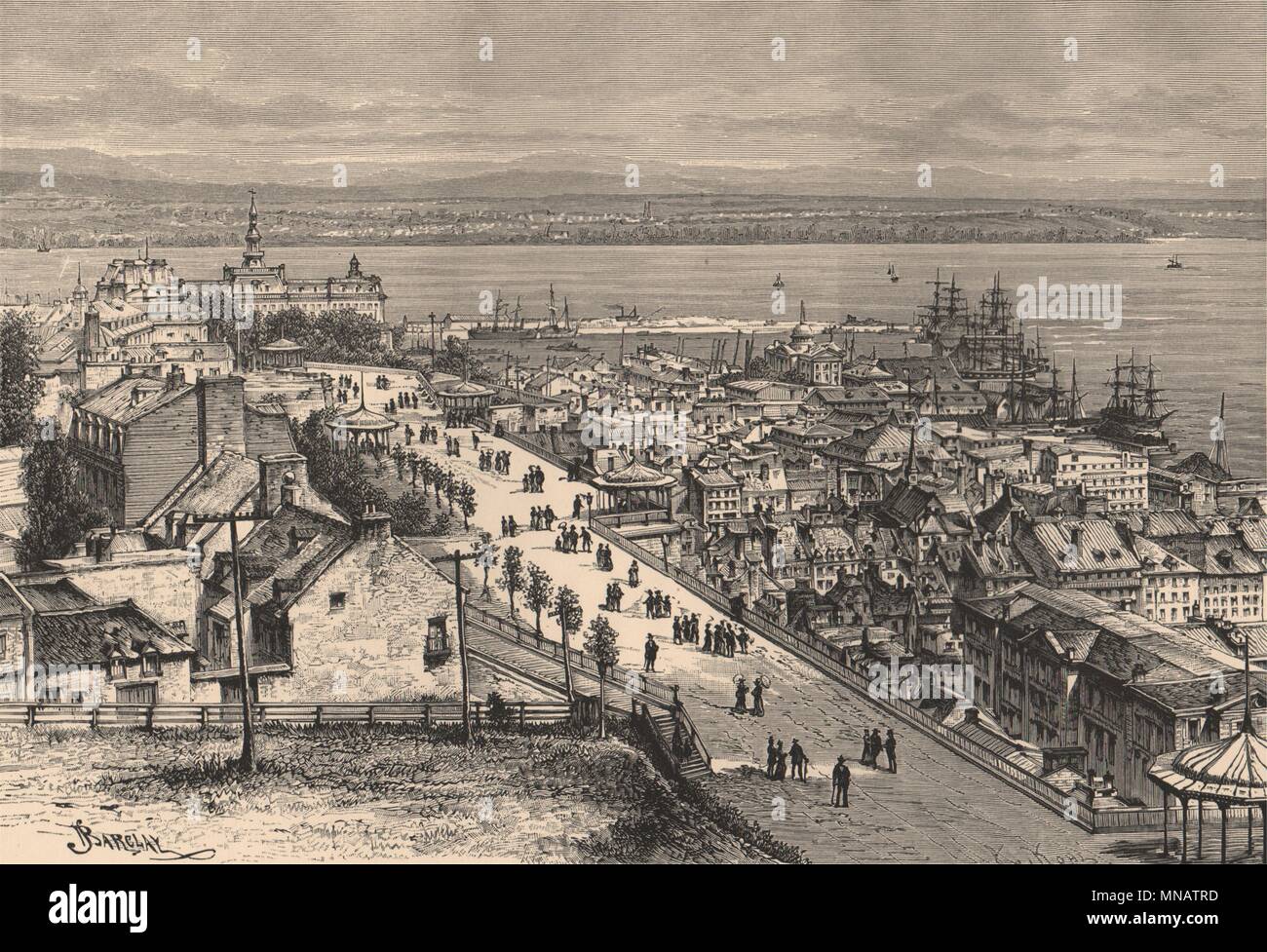 Quebec City - View from the terrace in 1888. Canada 1885 old antique ...