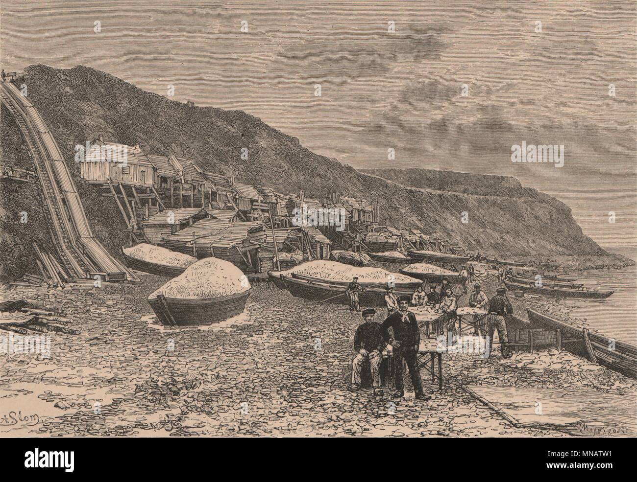 Fishing Station on the East Coast of Labrador. Canada 1885 old antique ...