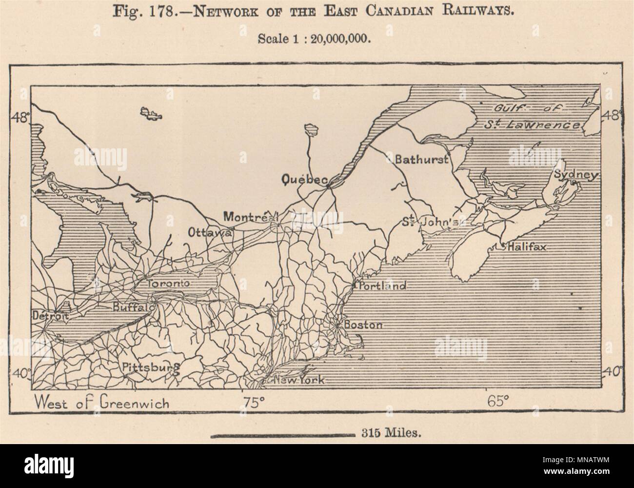 Network of the East Canadian Railways. Canada 1885 old antique map plan ...