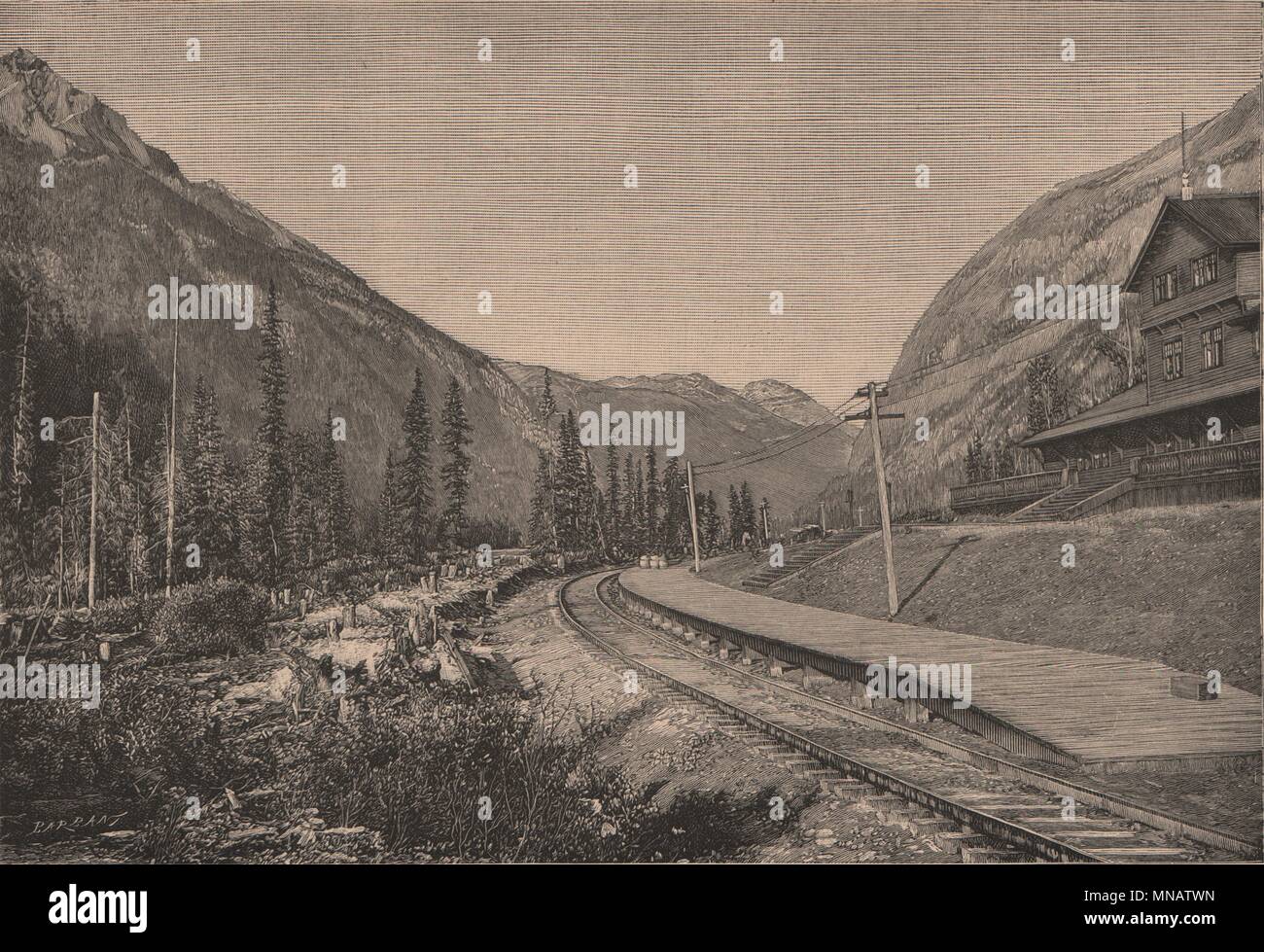 Kicking Horse Pass, on The Canadian Pacific Railway. Canada 1885 old ...
