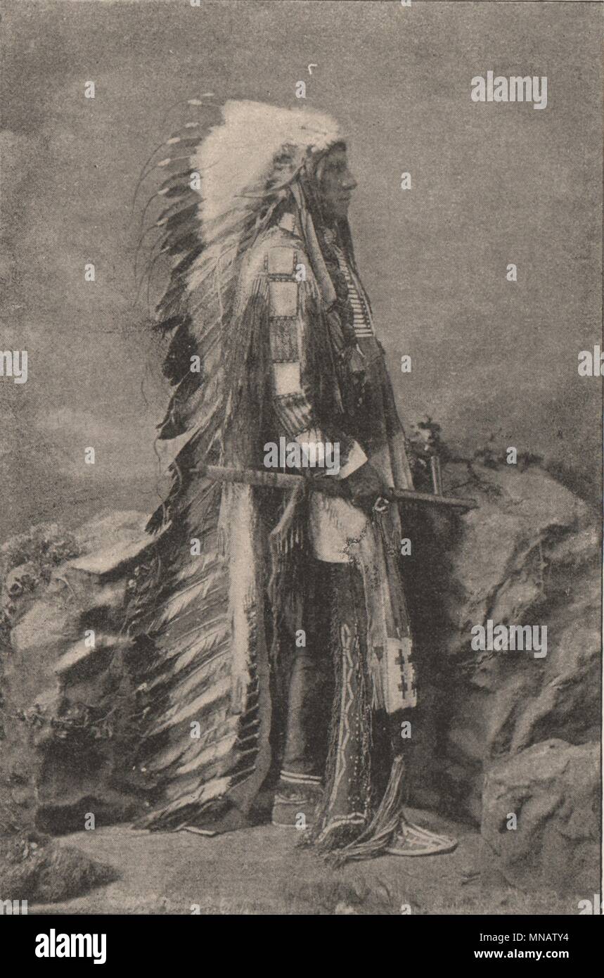 An Oglala Chief. South Dakota. Native Americans 1885 old antique print ...
