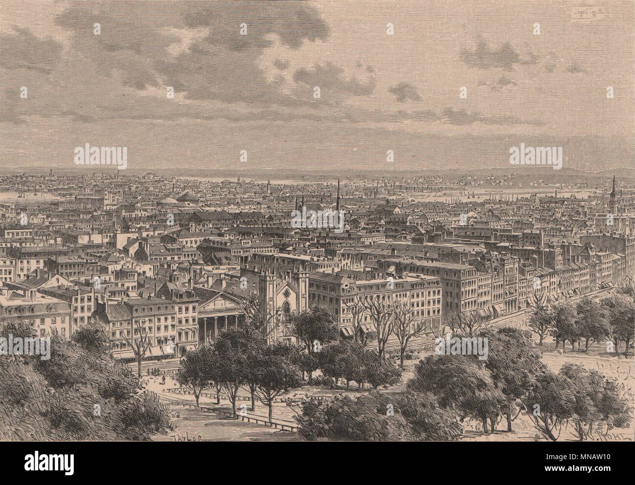 General view of Boston, taken from the common. Massachusetts 1885 old ...