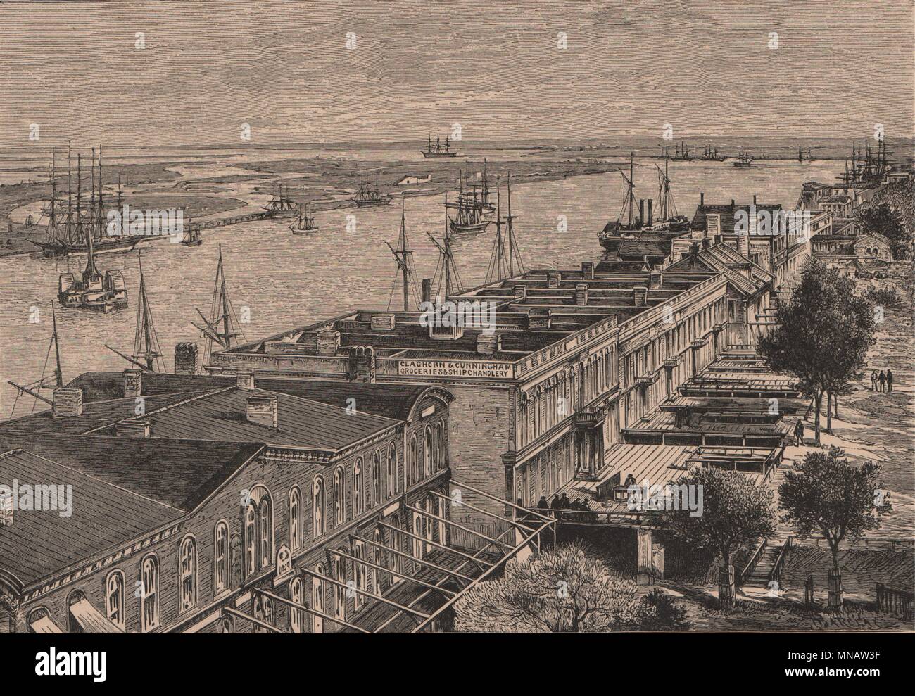 General view of Savannah. Georgia 1885 old antique vintage print ...