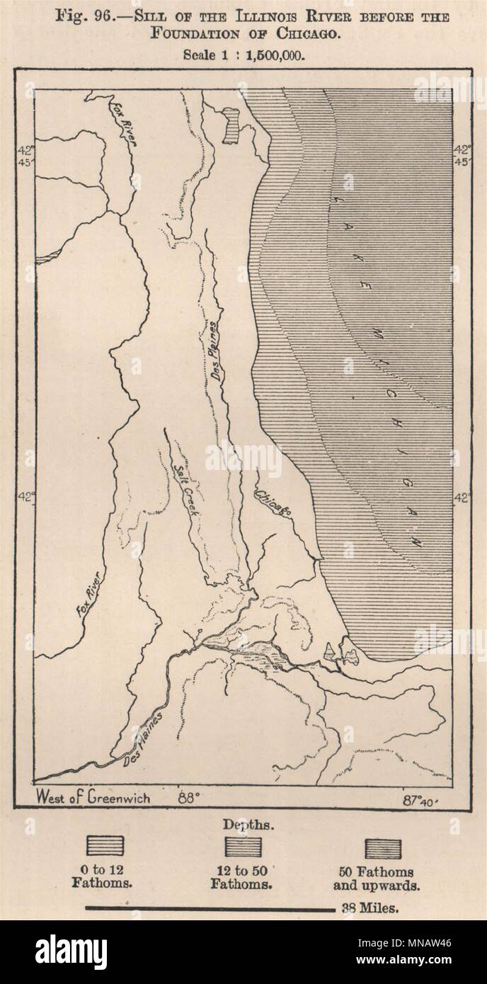 Sill of the Illinois river before the foundation of Chicago 1885 old ...