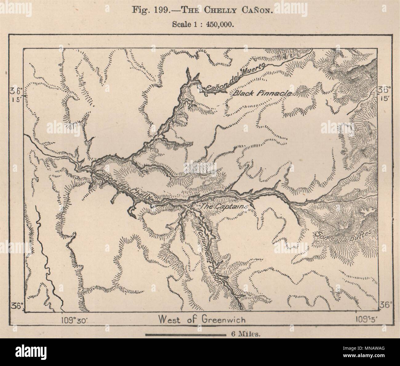 The Chelly Canyon. Arizona 1885 old antique vintage map plan chart ...