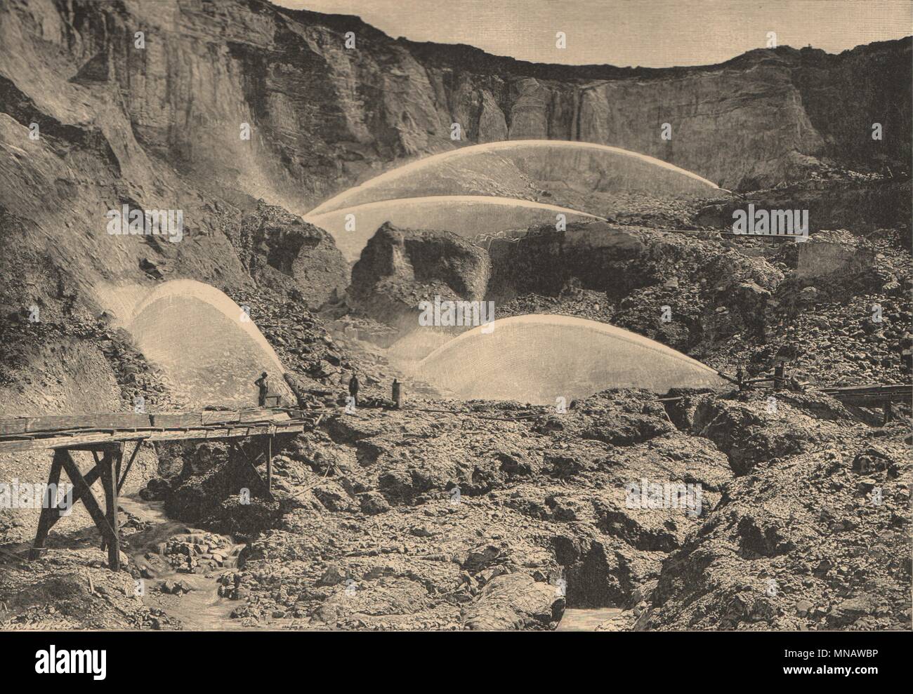 Hydraulic mining in North Bloomfield, Nevada (now California) 1885 old ...