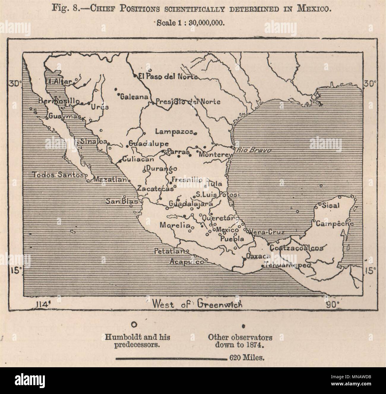 Chief positions scientifically determined in Mexico 1885 old antique ...
