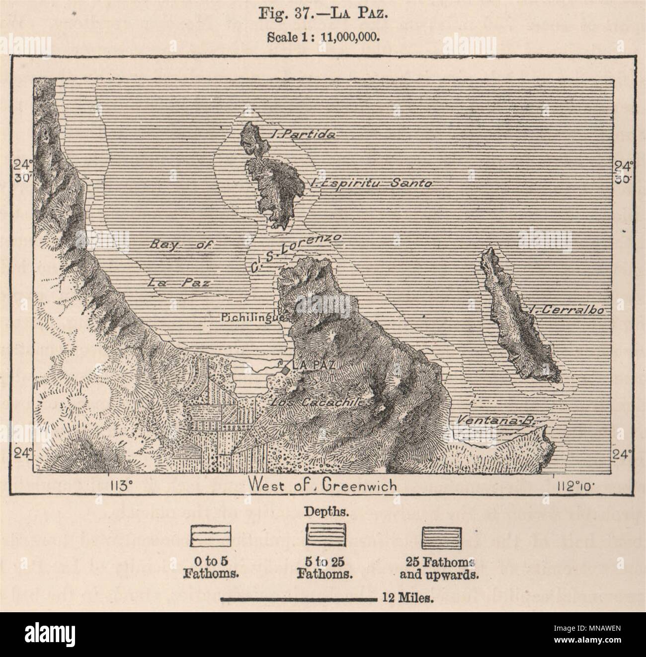La Paz. Mexico 1885 old antique vintage map plan chart Stock Photo - Alamy