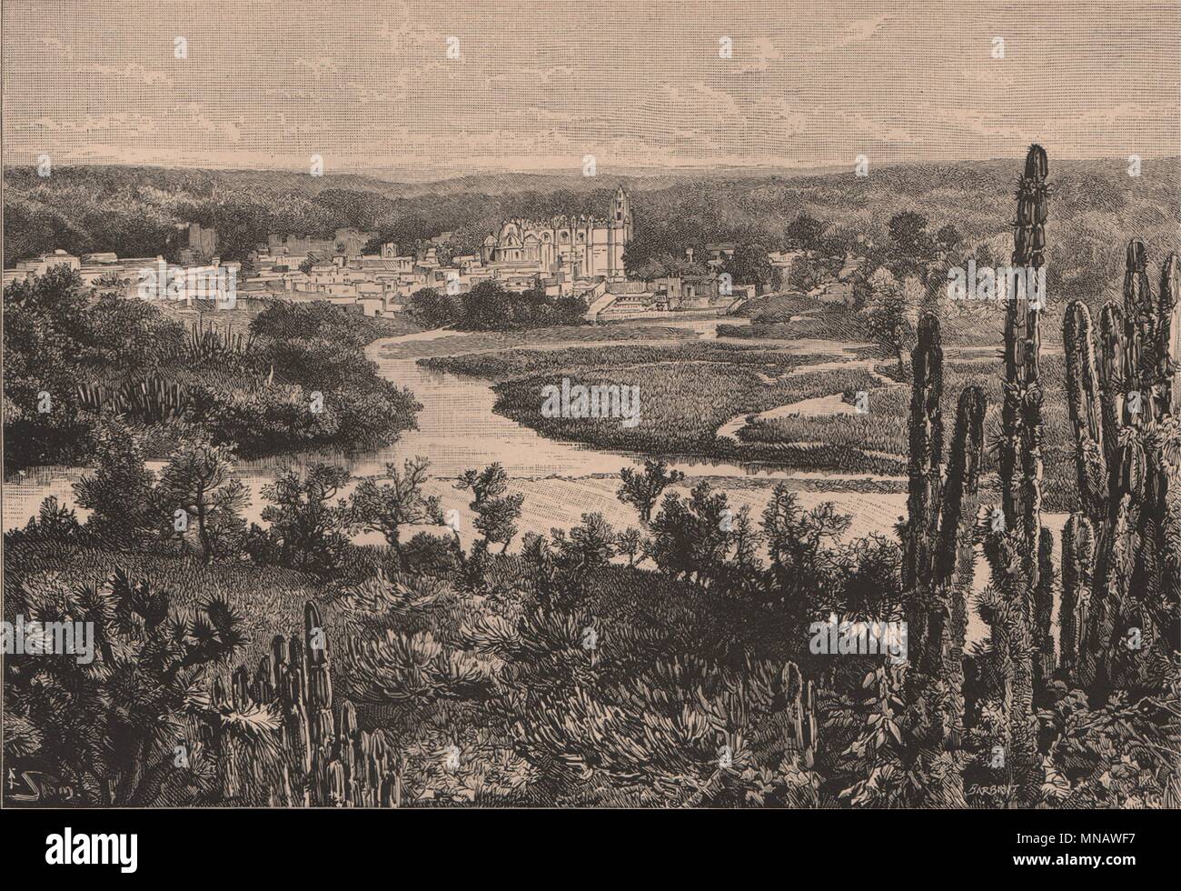 City of Tula de Allende, Hidalgo - General view. Mexico 1885 old ...