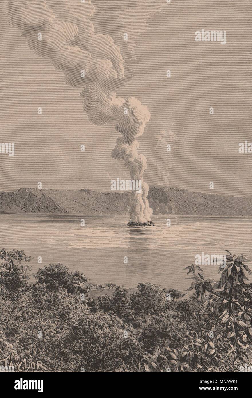 Ilopango Volcano. El Salvador. Central America 1885 old antique print ...