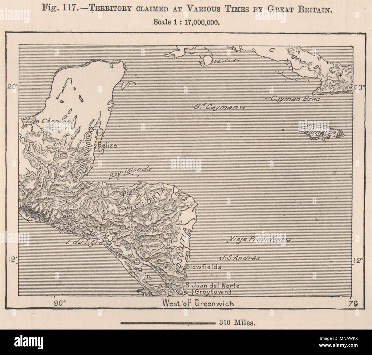 Territory claimed at various times by Great Britain. Central America ...