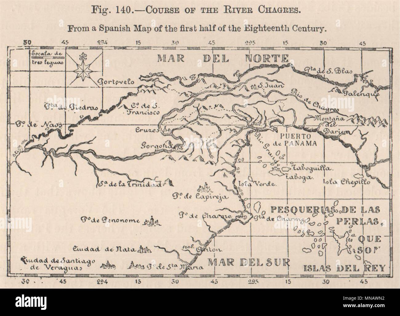 Course of the River Chagres. Panama 1885 old antique vintage map plan ...