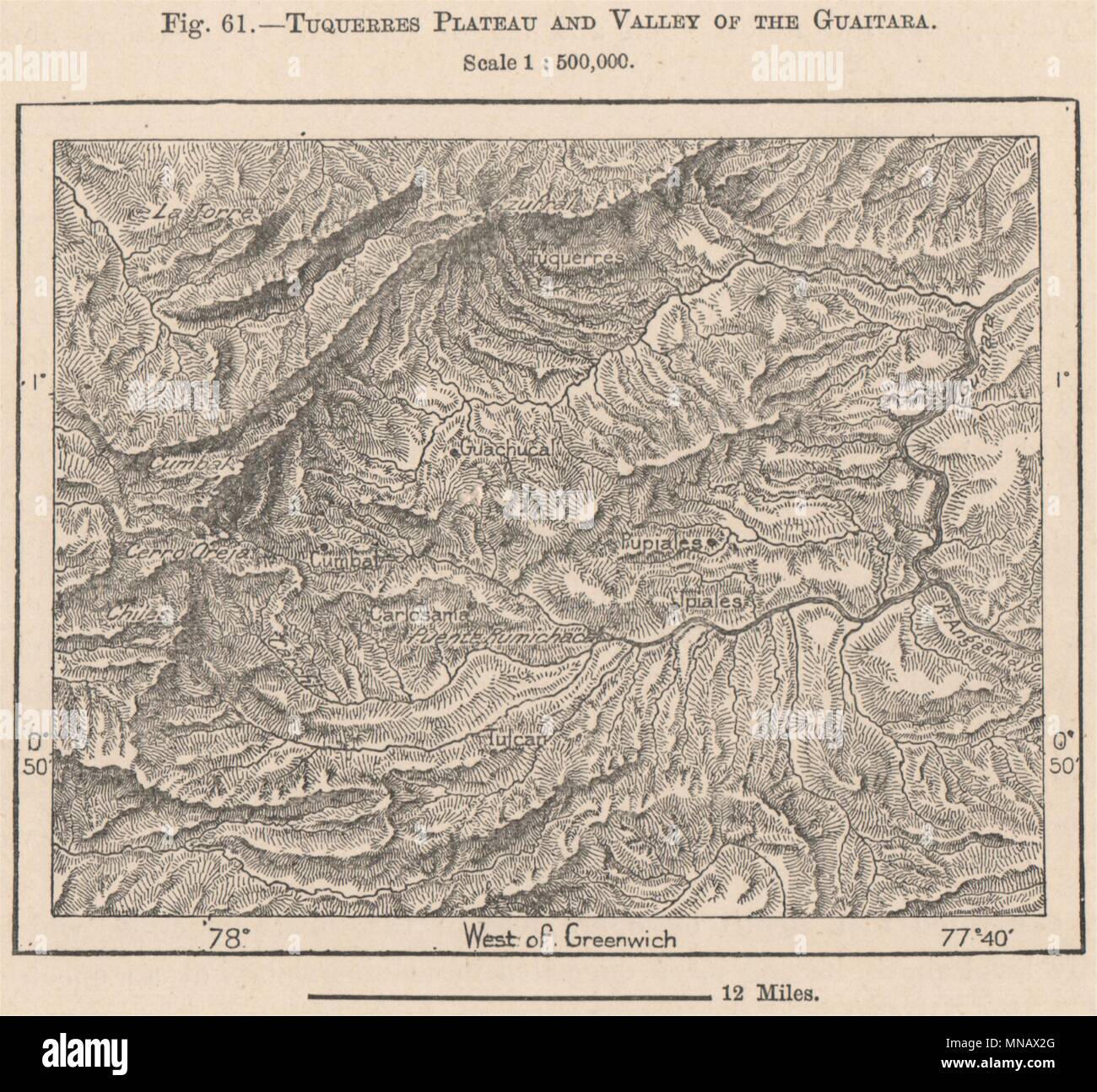 Tuquerres Plateau & Guaitara valley. Ipiales. Colombia 1885 old antique ...