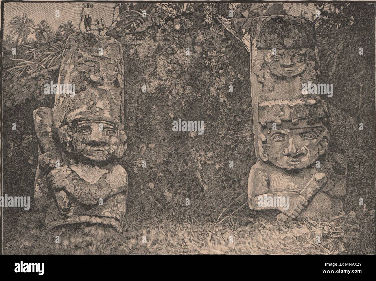 Columns of an Indian Temple at San Agustin, Huila. Colombia 1885 old ...