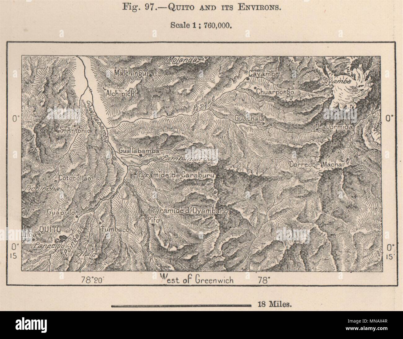Quito and its environs. Ecuador 1885 old antique vintage map plan chart ...