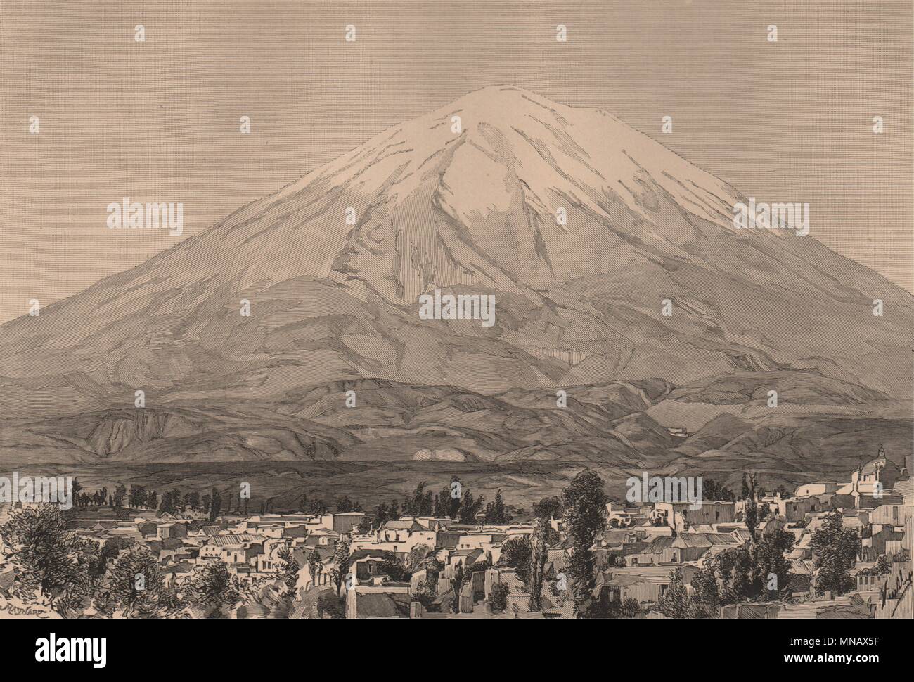 Arequipa and Mount Misti/Putina. Peru 1885 old antique vintage print ...