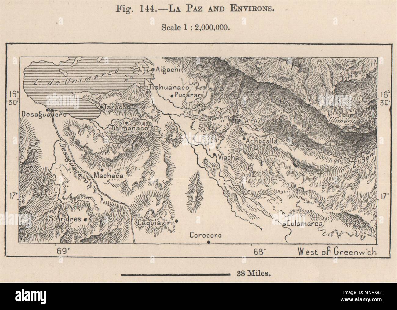 La Paz and environs. Bolivia 1885 old antique vintage map plan chart ...