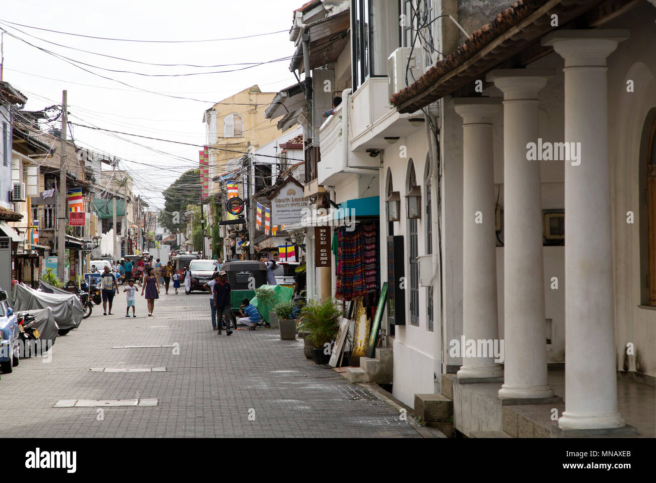 Pedlar Street at Galle in Sri Lanka. The street is lined with boutqiues ...