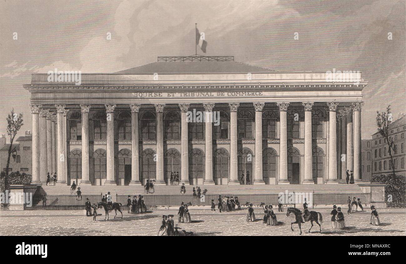 PARIS. The Exchange. BICKNELL 1845 old antique vintage print picture ...